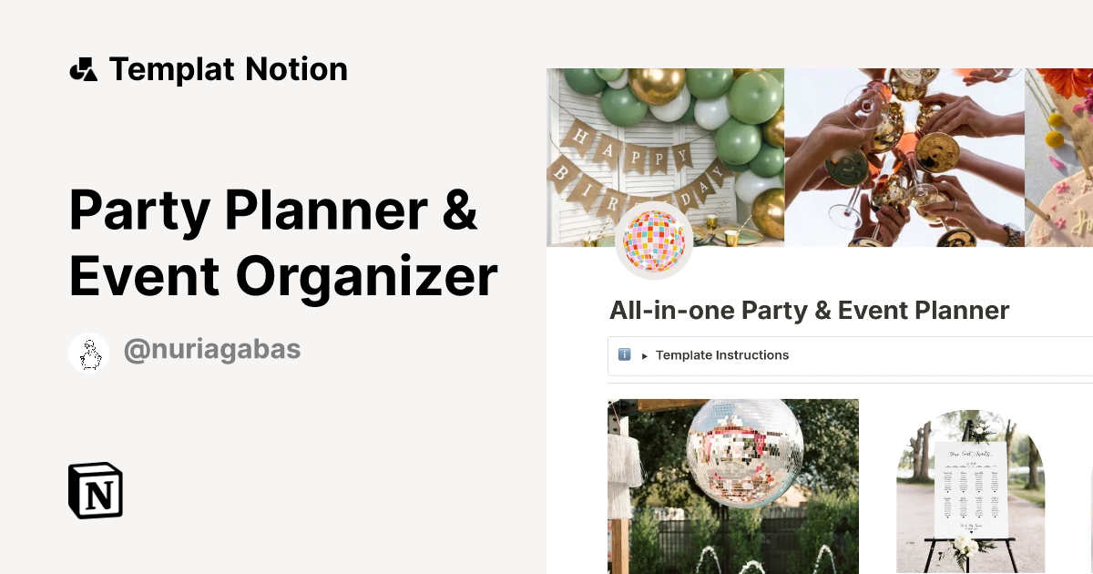 Templat Party Planner & Event Organizer | Notion Marketplace