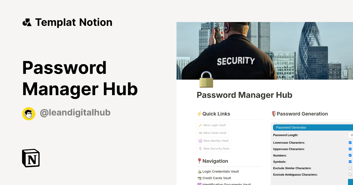 Templat Password Manager Hub | Notion Marketplace