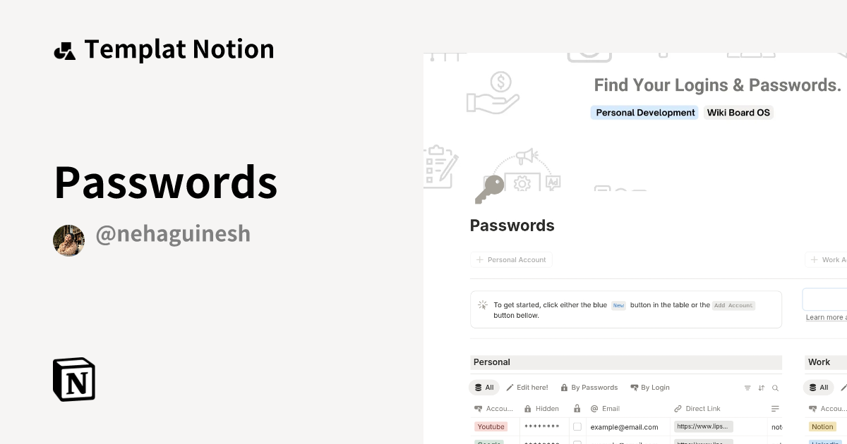 Passwords Templat oleh Neha Guinesh | Notion Marketplace