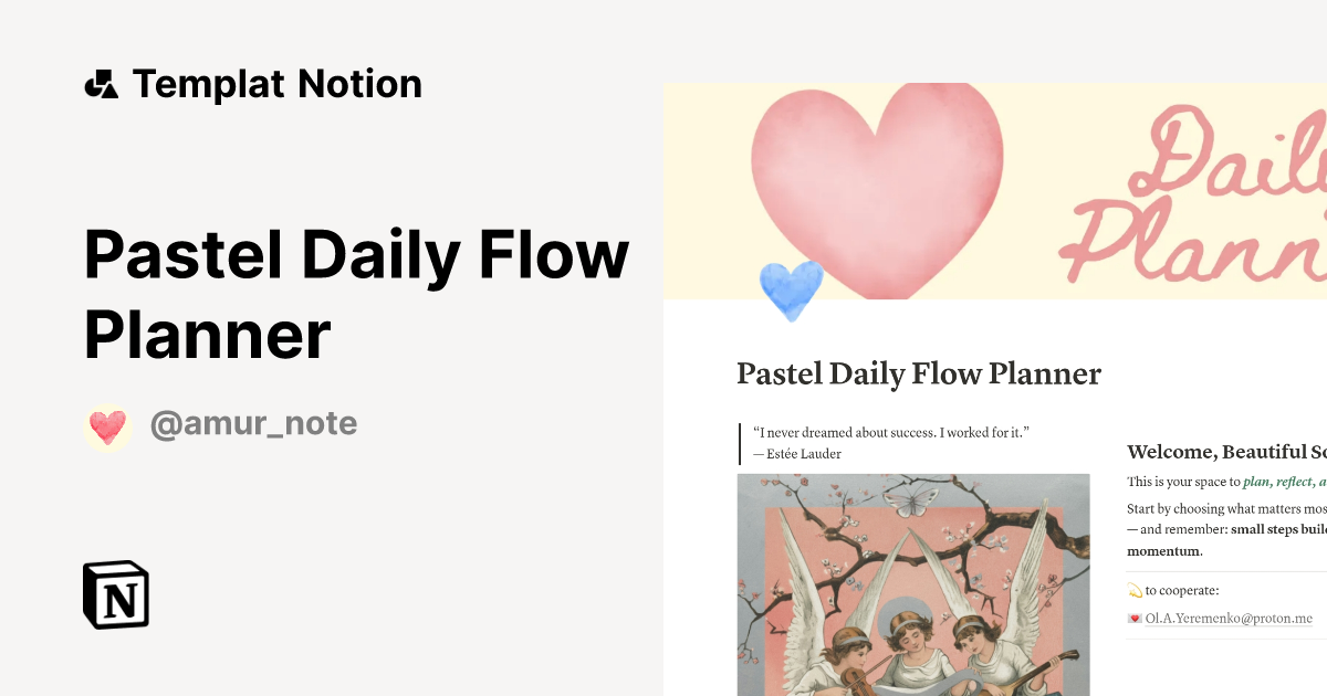 Pastel Daily Flow Planner Templat oleh amur_note | Notion Marketplace