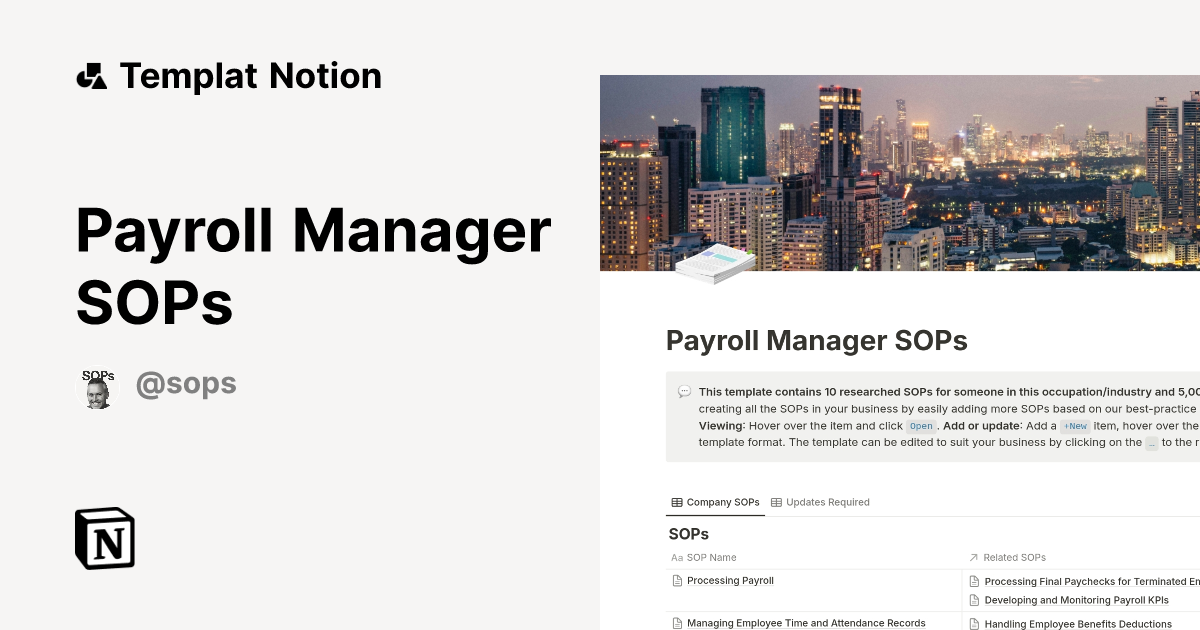 Templat Payroll Manager SOPs | Notion Marketplace