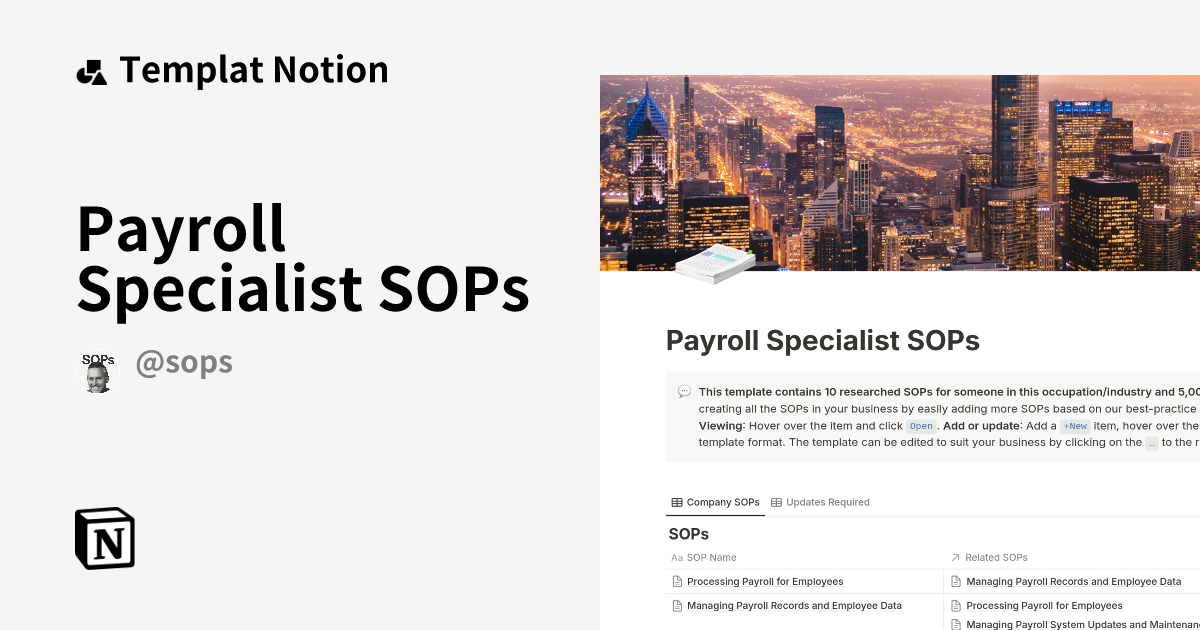 Templat Payroll Specialist SOPs | Notion Marketplace