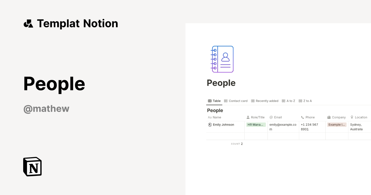 Templat People | Notion Marketplace