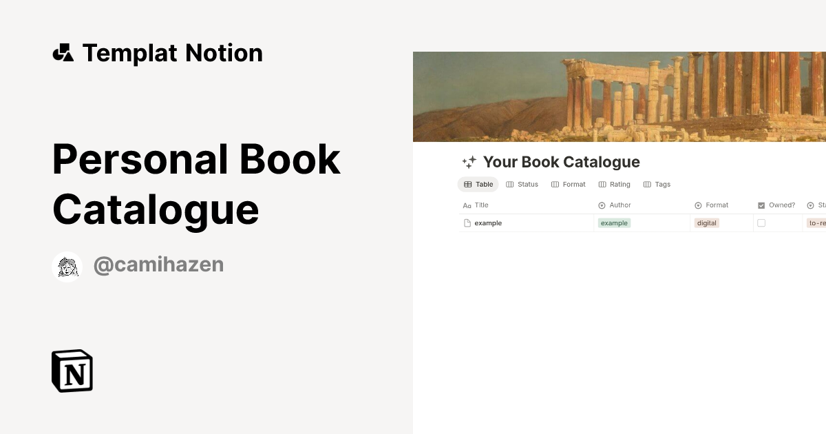 Personal Book Catalogue Templat oleh ch | Notion Marketplace