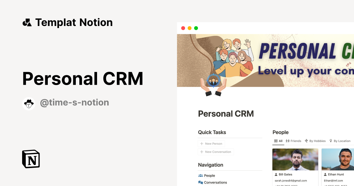 Personal CRM Templat oleh Time's Notion | Notion Marketplace