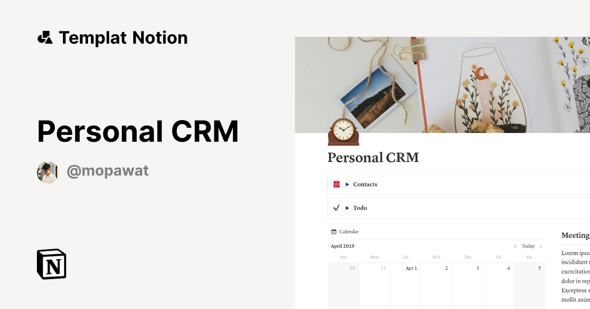 Templat Personal CRM | Notion Marketplace