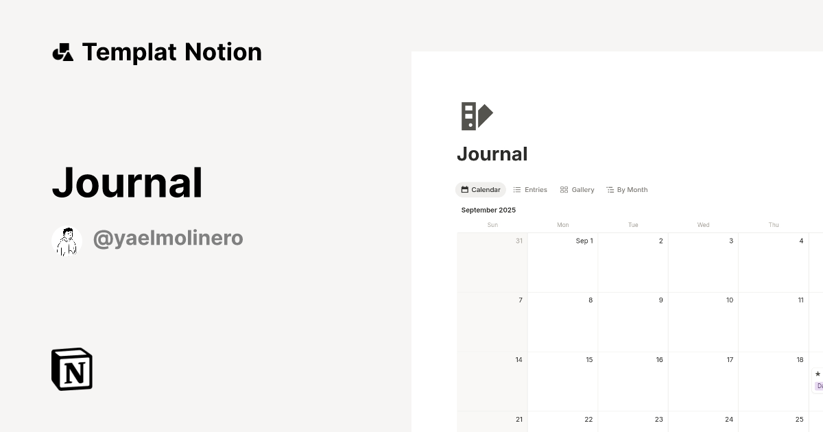 Journal Templat oleh Yael M | Notion Marketplace