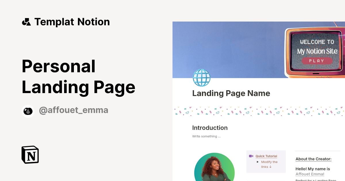 Templat Personal Landing Page | Notion Marketplace