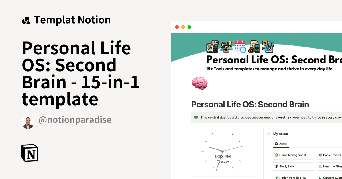 Templat Personal Life OS: Second Brain - 15-in-1 template | Notion ...