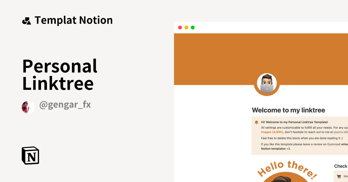 Personal Linktree Templat oleh GengarFX | Notion Marketplace