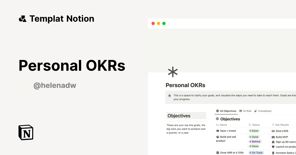 Personal OKRs Templat oleh HelenaDW | Notion Marketplace