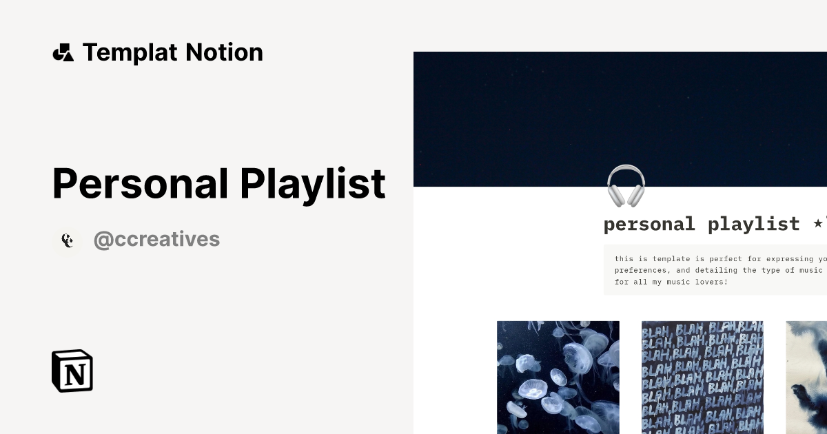Personal Playlist Templat oleh Cadence Creatives | Notion Marketplace