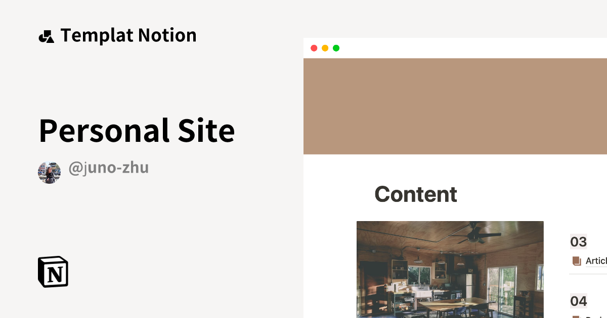 Personal Site Templat oleh Juno Zhu | Notion Marketplace