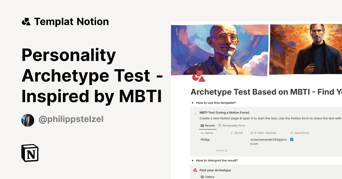 Templat Personality Archetype Test - Inspired by MBTI | Notion Marketplace