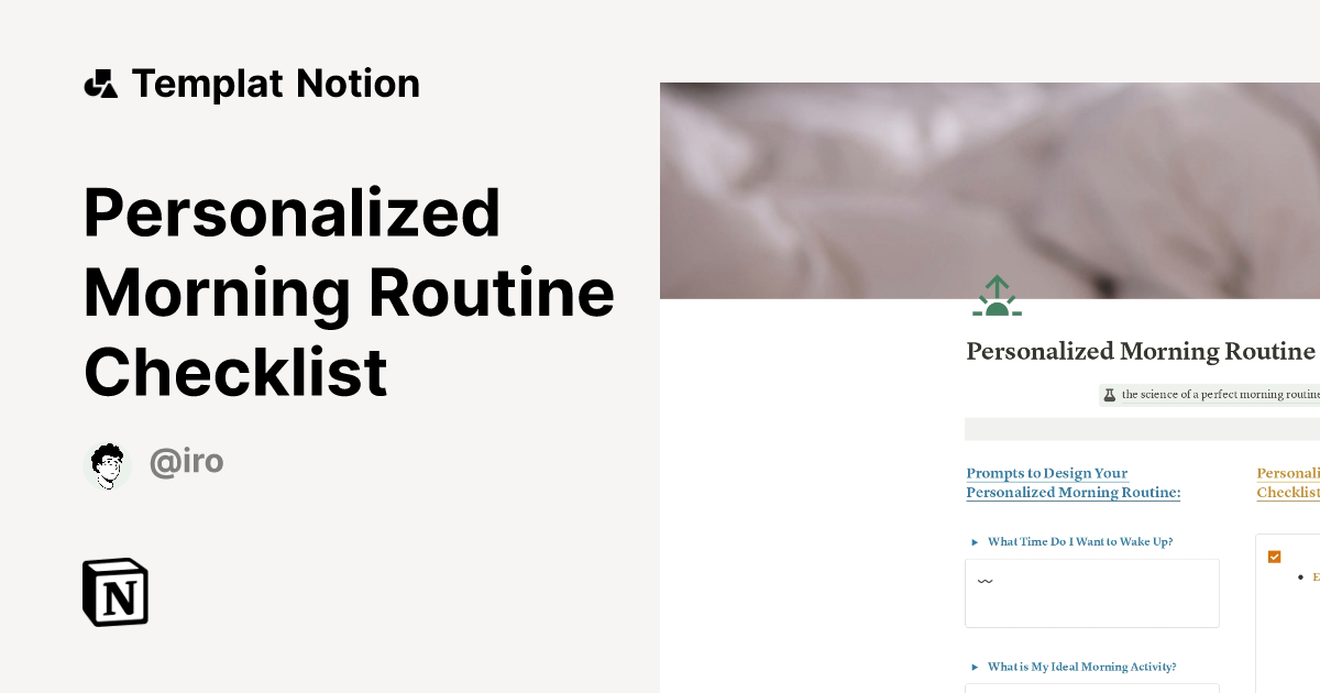 Personalized Morning Routine Checklist Templat oleh Iro | Notion ...