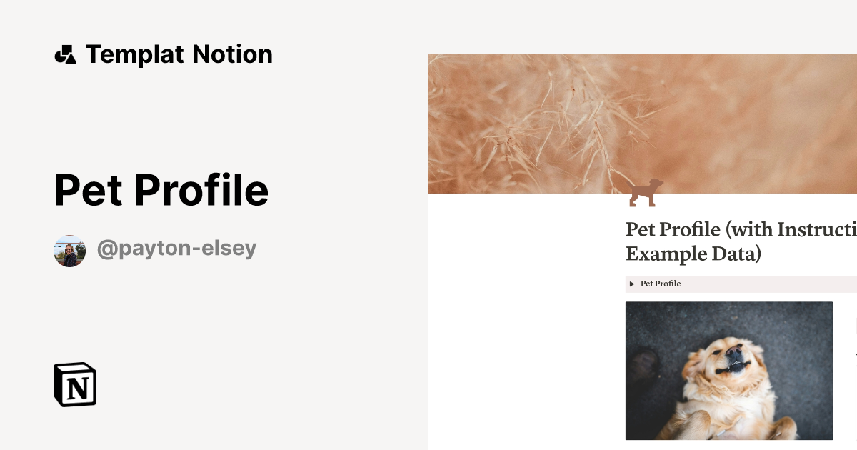 Pet Profile Templat oleh Payton Elsey | Notion Marketplace