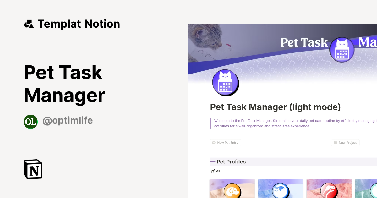 Templat Pet Task Manager | Notion Marketplace
