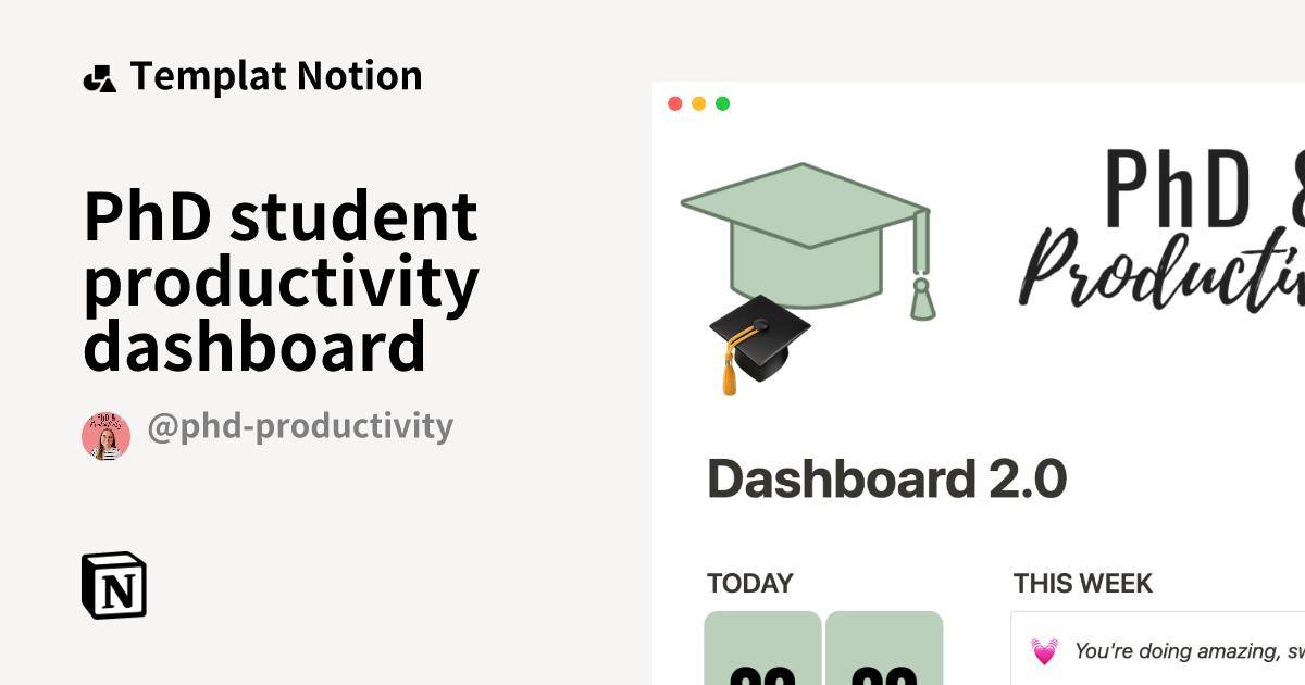 Templat PhD student productivity dashboard | Notion Marketplace