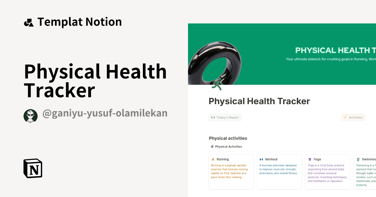 Physical Health Tracker Templat oleh Notionallity | Notion Marketplace