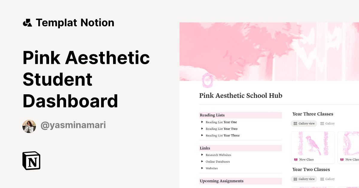 Pink Aesthetic Student Dashboard Templat oleh Yasmin Zerouali-Amari ...