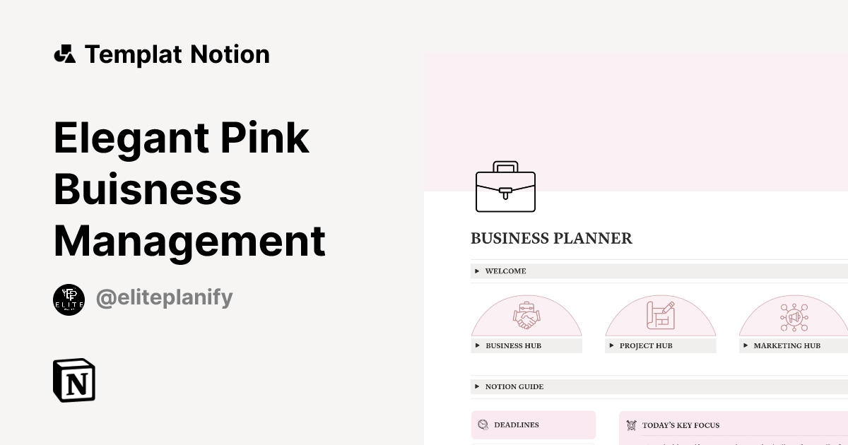 Templat Elegant Pink Buisness Management | Notion Marketplace