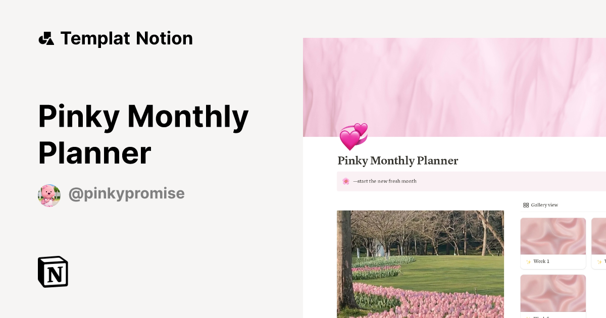Templat Pinky Monthly Planner | Notion Marketplace