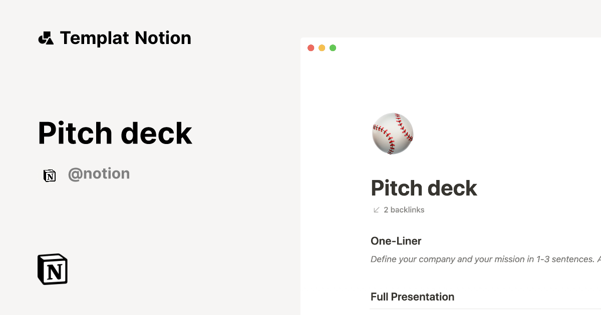 Pitch deck Templat oleh Notion | Notion Marketplace