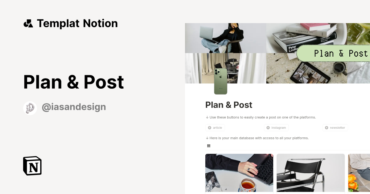 Plan & Post Templat oleh Iasan Design | Notion Marketplace