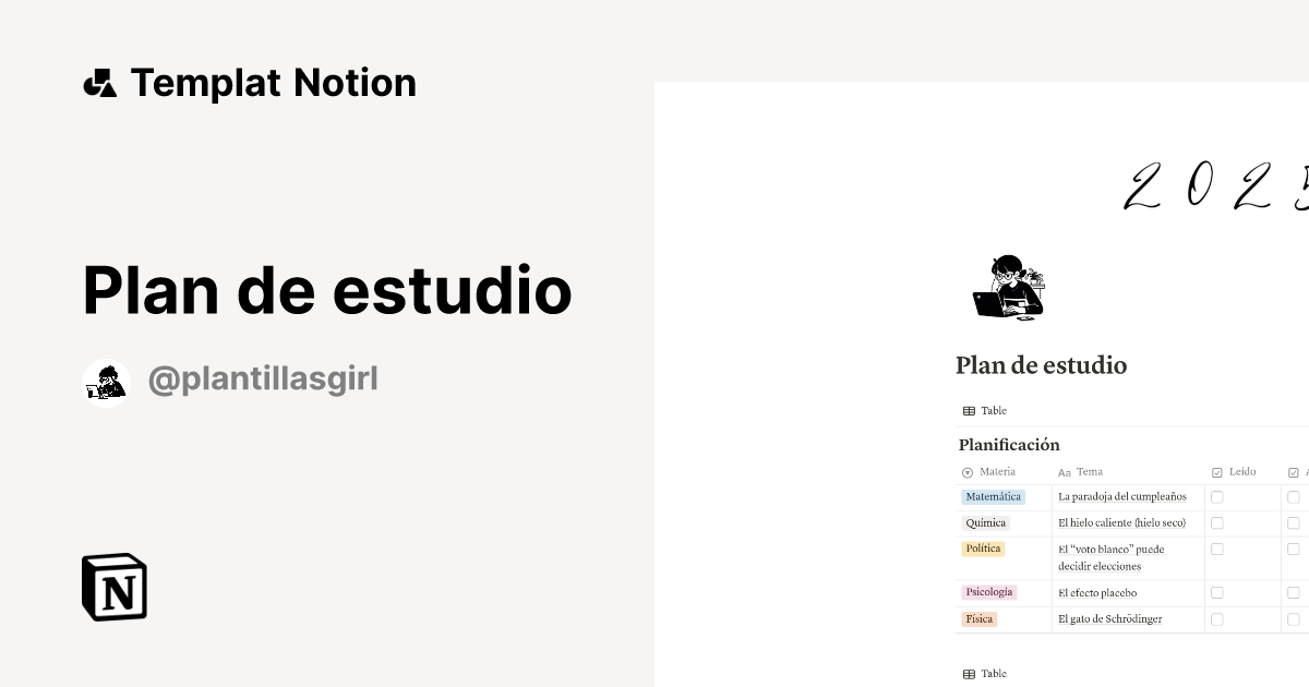 Templat Plan de estudio | Notion Marketplace