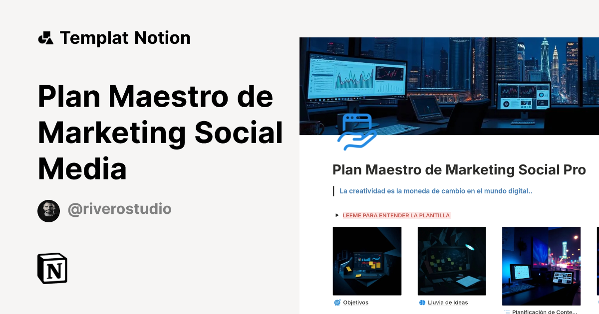 Templat Plan Maestro de Marketing Social Media | Notion Marketplace