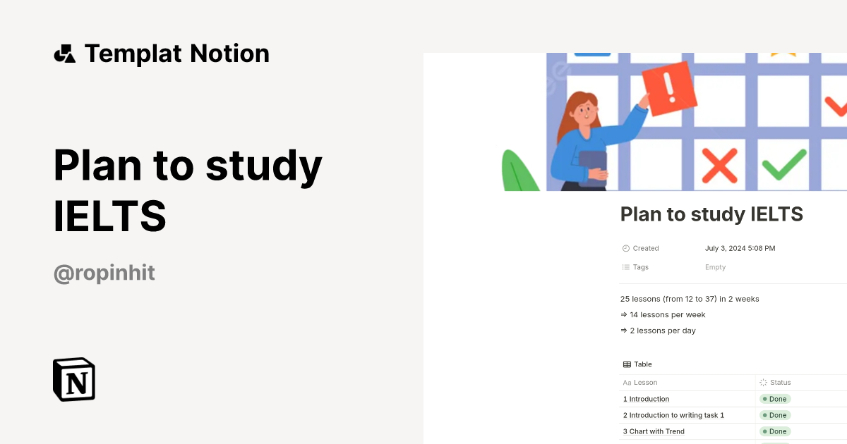 Templat Plan to study IELTS | Notion Marketplace