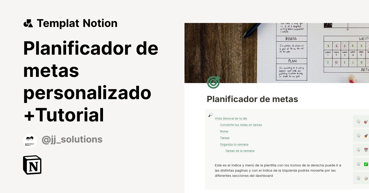 Planificador de metas personalizado +Tutorial Templat oleh JJ ...