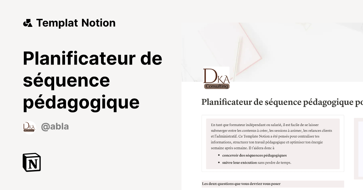 Planificateur de séquence pédagogique Templat oleh DEKA Consulting ...