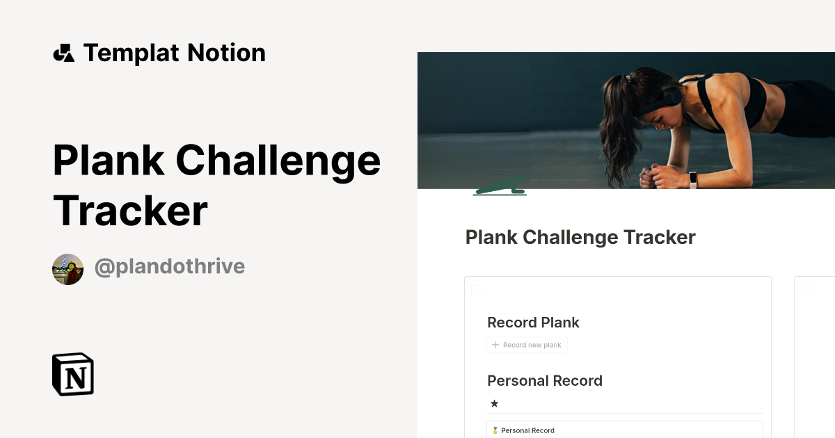 Plank Challenge Tracker Templat oleh Katy Stalcup | Notion Marketplace