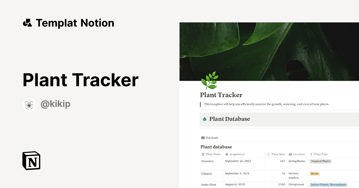 Templat Plant Tracker | Notion Marketplace