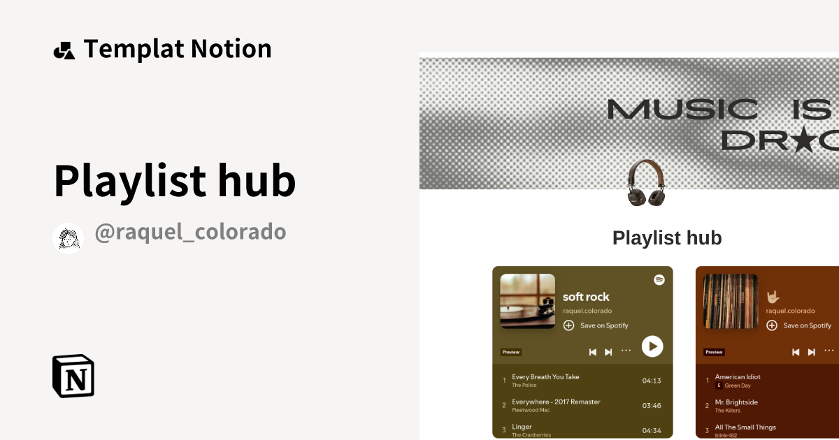 Templat Playlist hub | Notion Marketplace