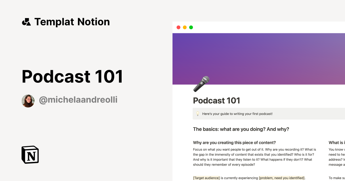 Templat Podcast 101 | Notion Marketplace