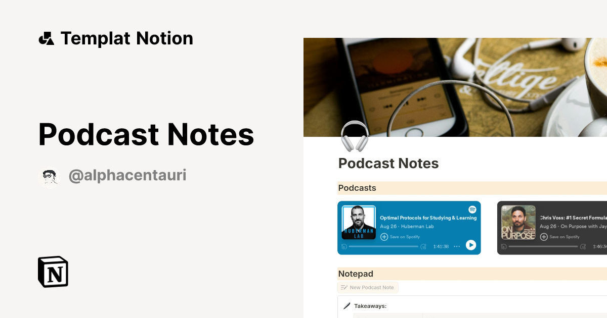 Templat Podcast Notes | Notion Marketplace