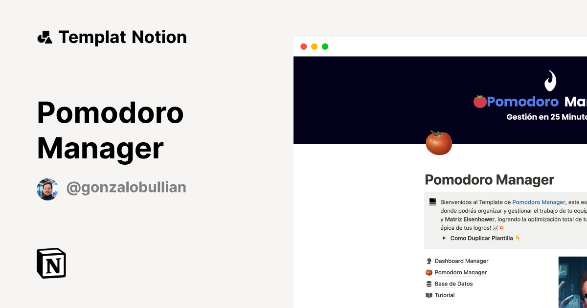 Templat Pomodoro Manager | Notion Marketplace