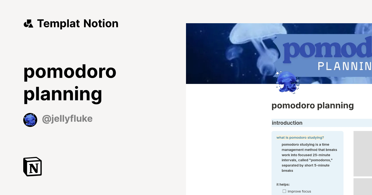 Templat pomodoro planning | Notion Marketplace