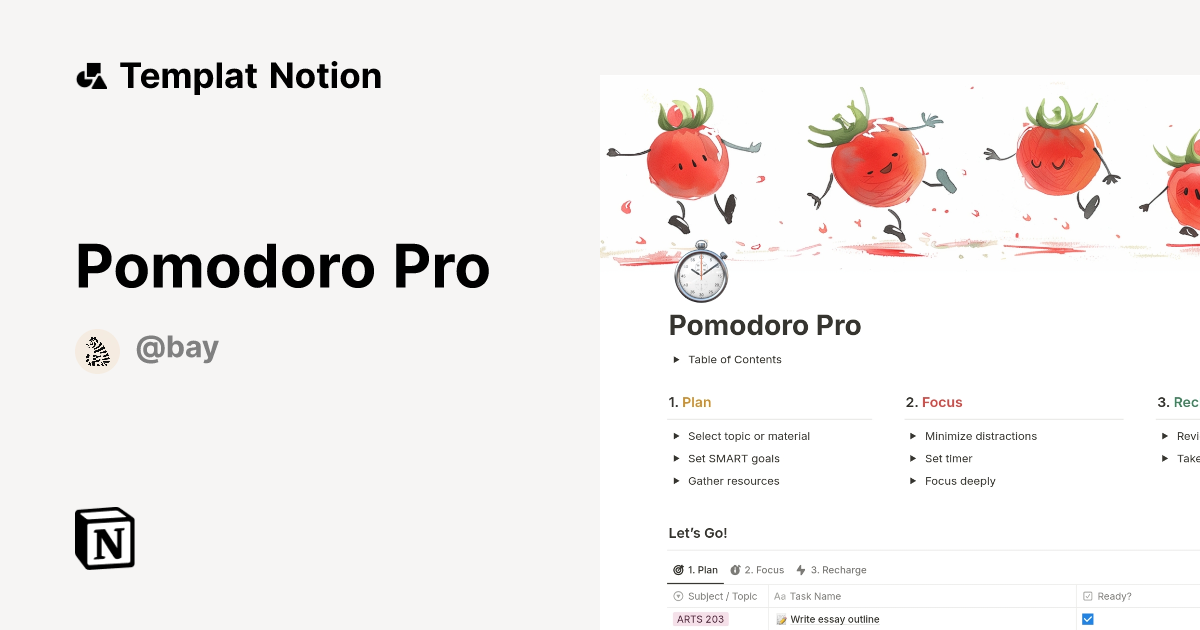 Templat Pomodoro Pro | Notion Marketplace