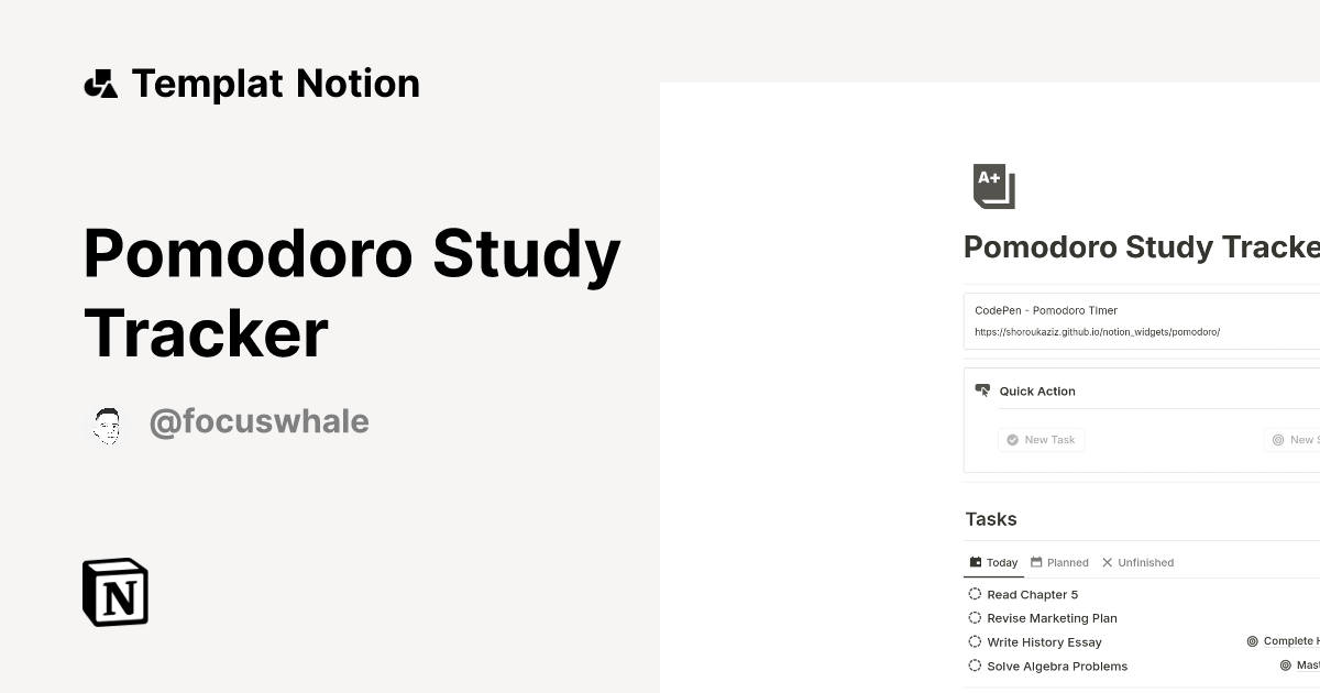 Templat Pomodoro Study Tracker | Notion Marketplace