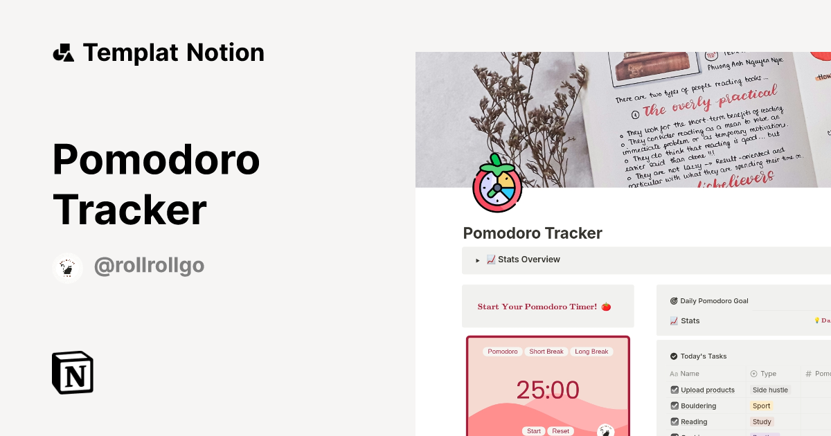 Templat Pomodoro Tracker | Notion Marketplace