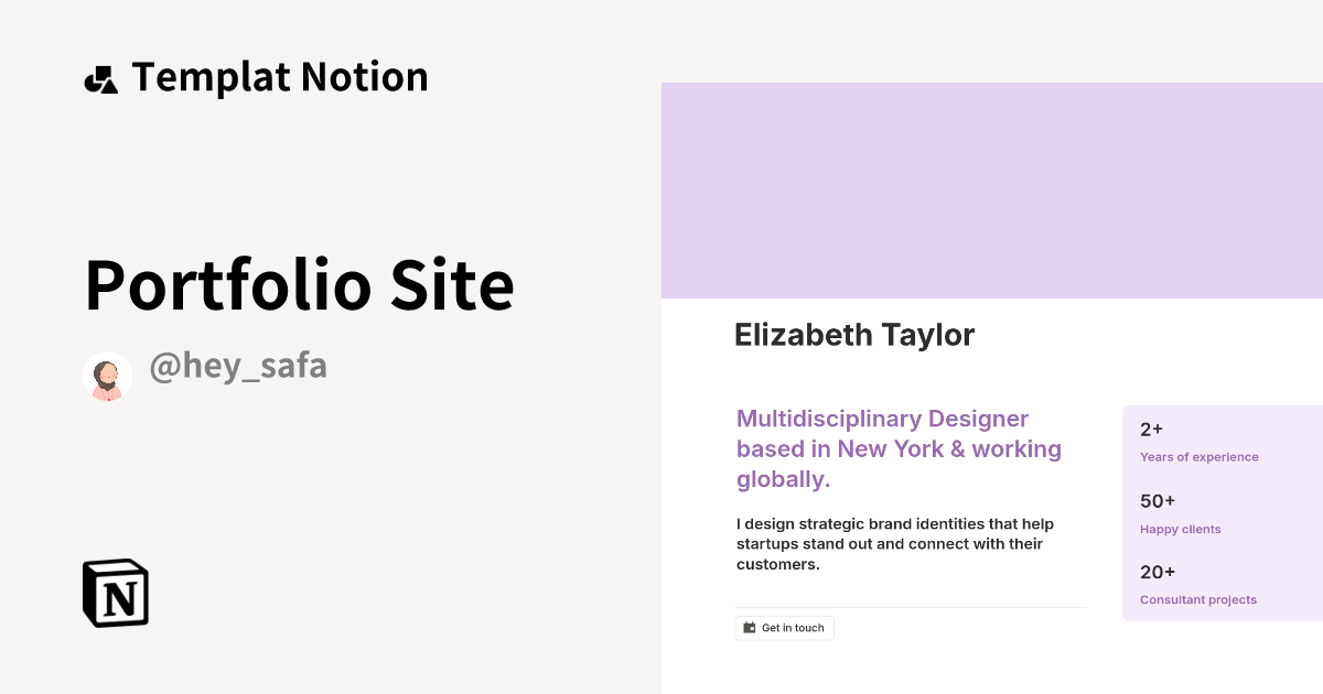 Portfolio Site Templat oleh Safa | Notion Marketplace