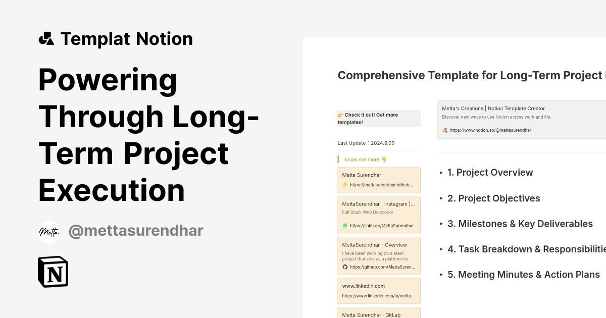 Powering Through Long-Term Project Execution Templat oleh Metta's ...