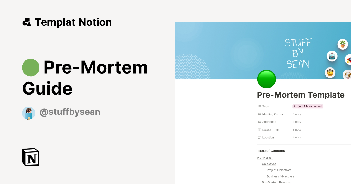 Templat 🟢 Pre-Mortem Guide | Notion Marketplace