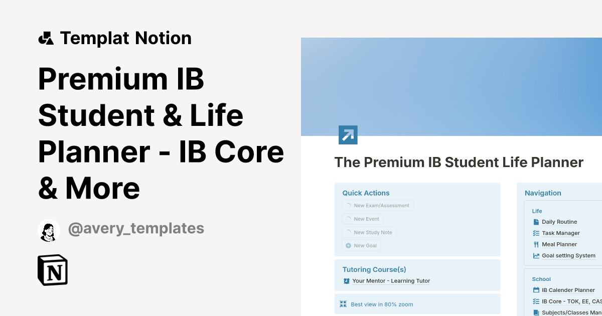 Templat Premium IB Student & Life Planner - IB Core & More | Notion ...