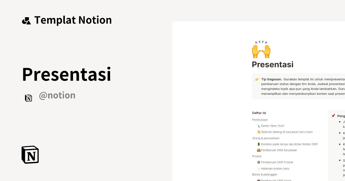 Presentasi Templat Oleh Notion Notion Marketplace