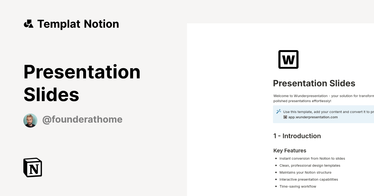 Presentation Slides Templat oleh Oliver Parker | Notion Marketplace