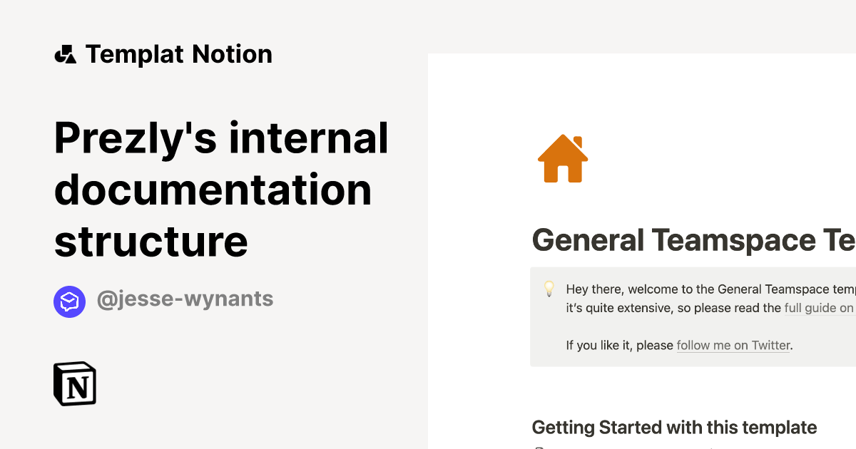 Prezly's internal documentation structure Templat oleh Jesse Wynants | Notion Marketplace